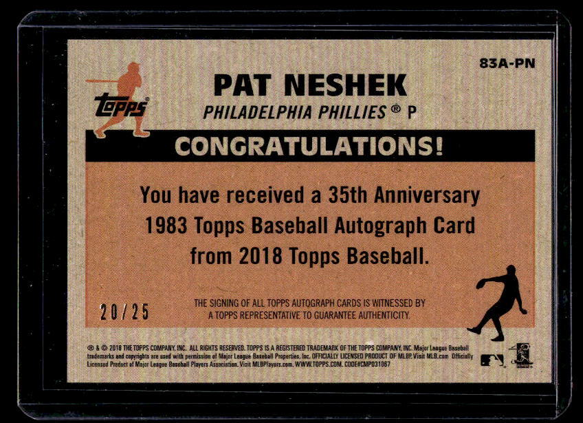 2018 Topps Update Pat Neshek Red Autograph #83A-PN | eBay
