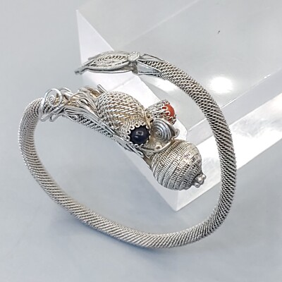Sterling Silver Chinese Asian Filigree Mesh Dragon Bracelet 23.2g 925 ...