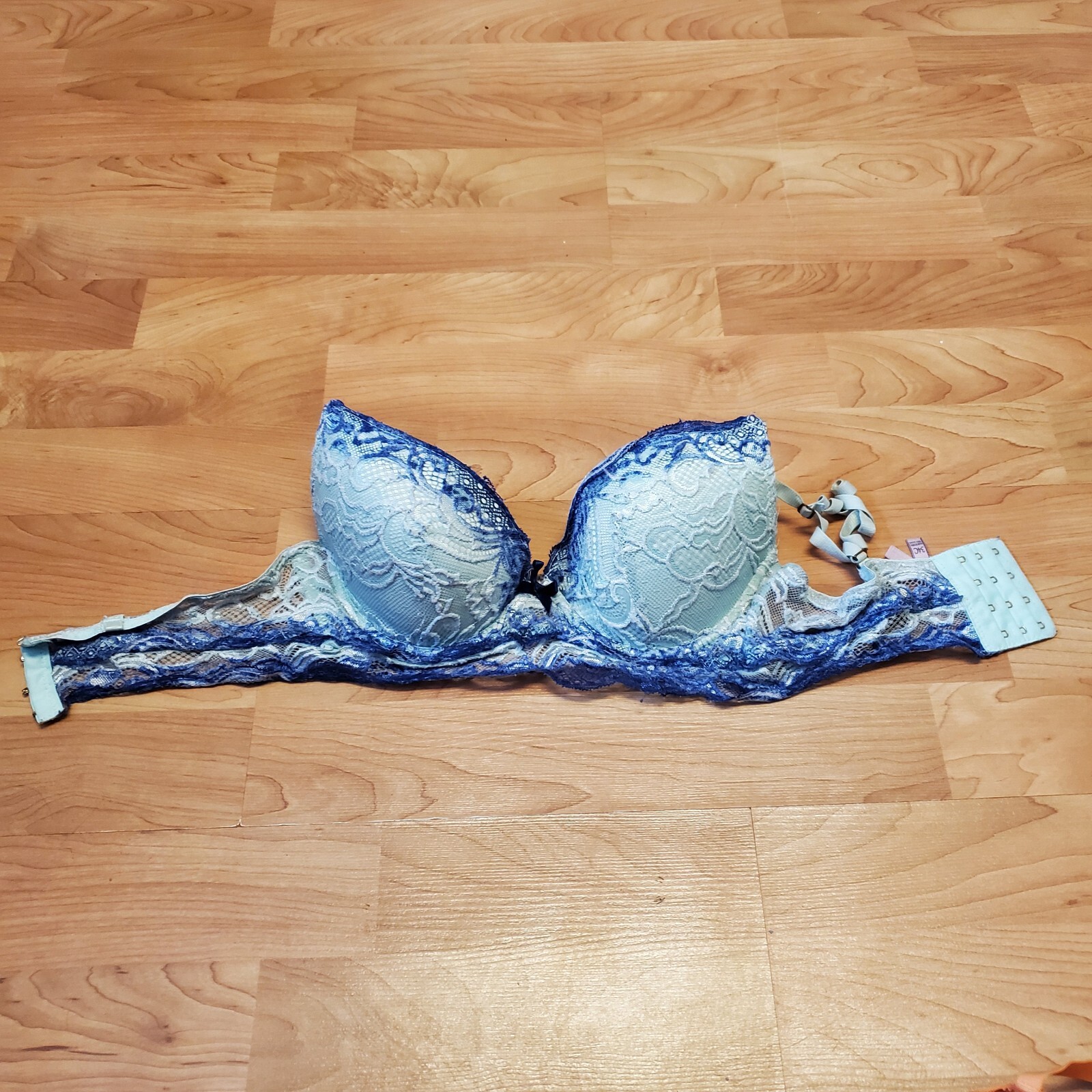 Body Frosting Blue Lace/Mesh Corset Bra Size 34C - Gem