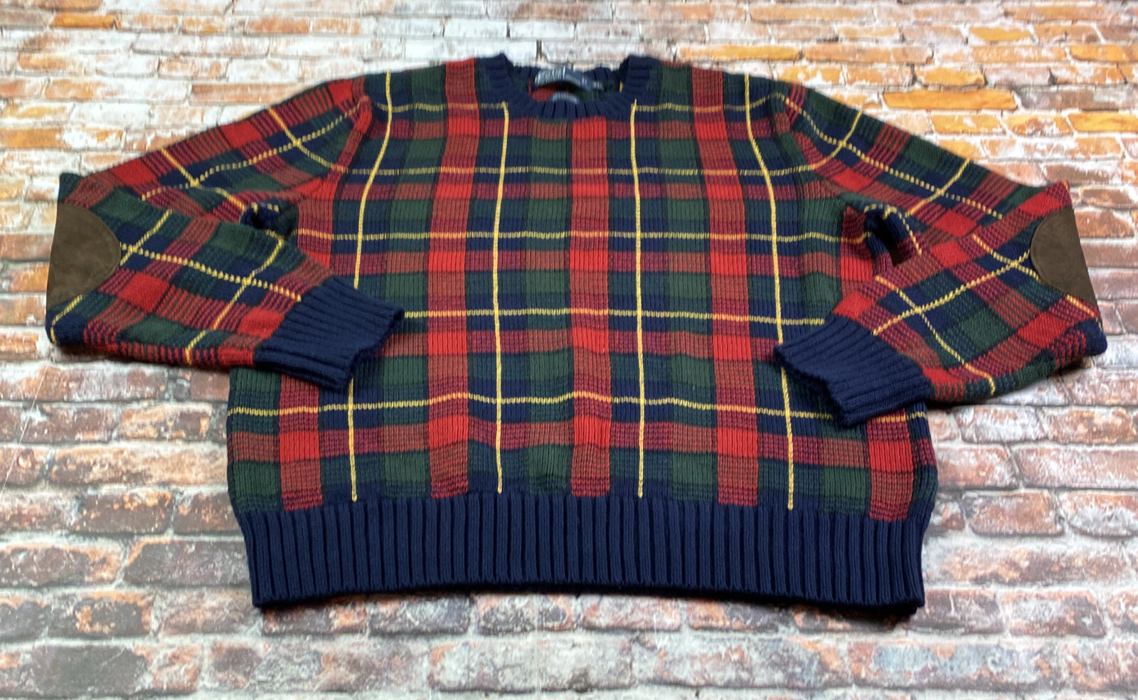 (RR) Polo Ralph Lauren Plaid Crewneck Sweatshirt Men’s XL Elbow Patches ...