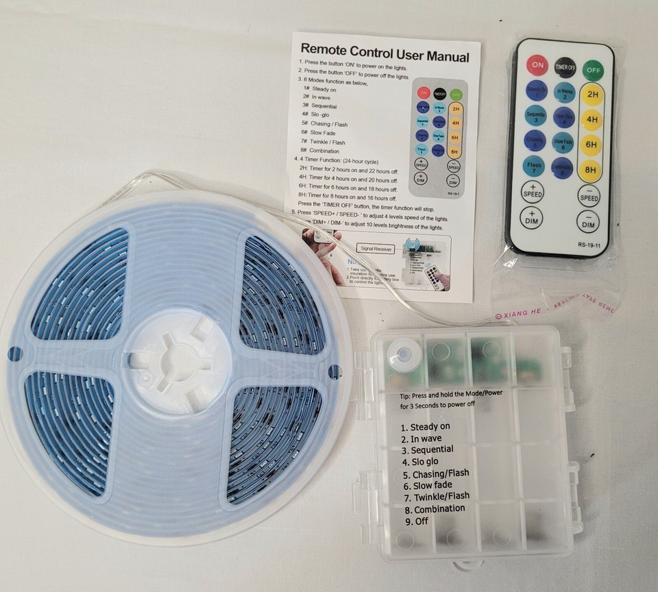 5m LED Lights Battery Powered 150 LEDs RGB Tape Strip with Remote ...