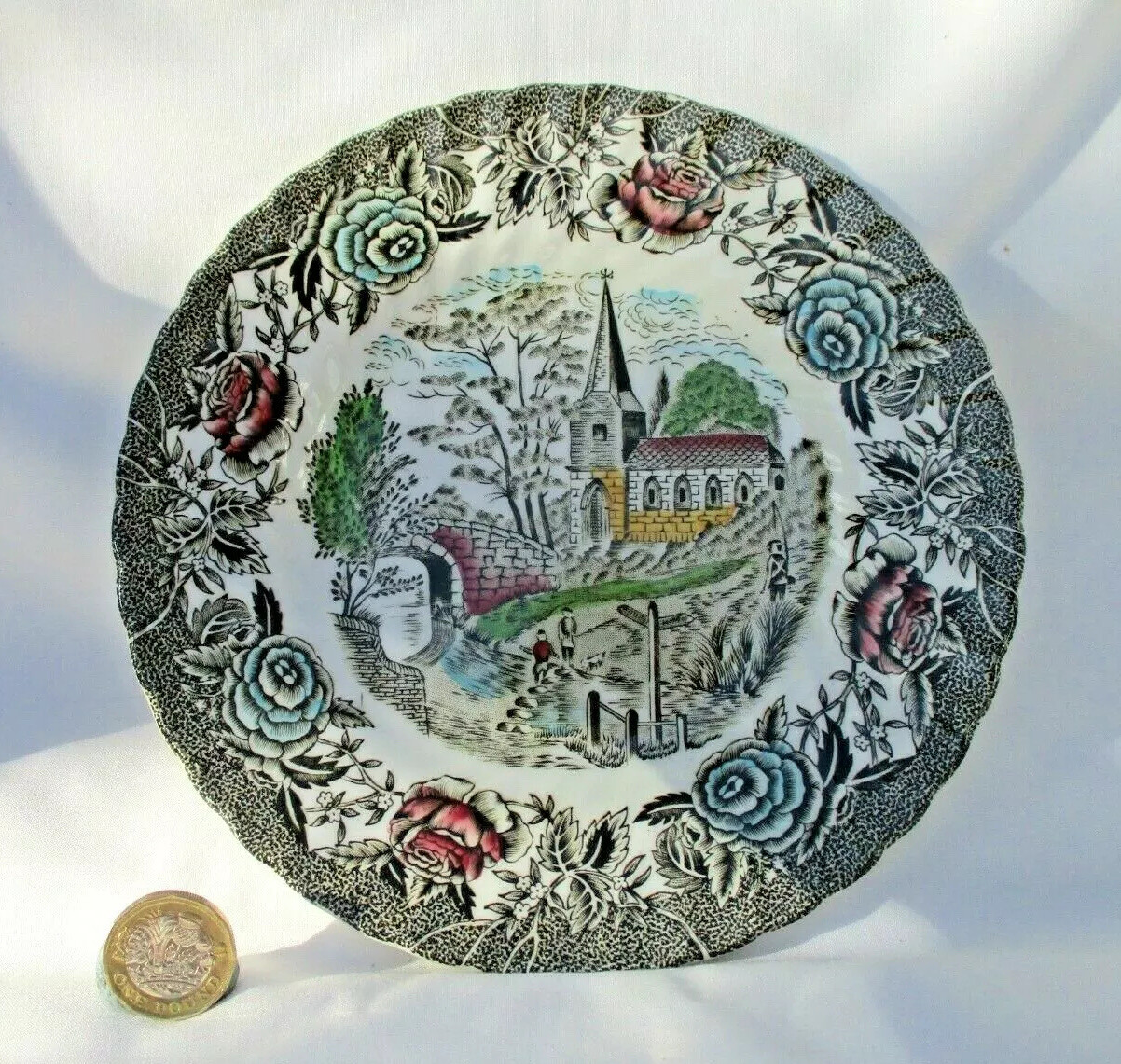 Vintage British Anchor HandTinted English Country Scenes Ironstone 7 ...