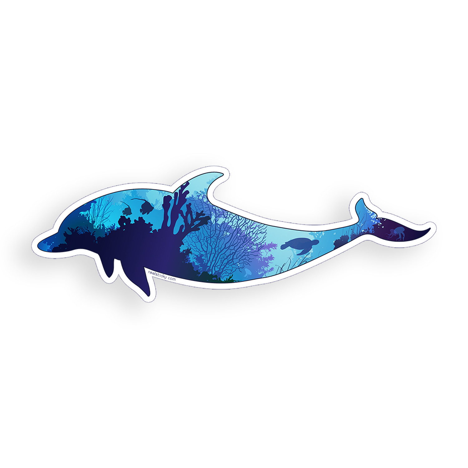 Dolphin Sticker Underwater Ocean Fish Laptop Cup Car Vehicle Window ...