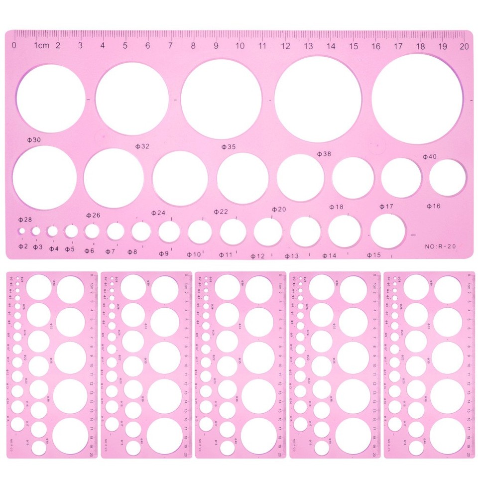 6 Pcs Plastic Drafting Ruler Geometric Drawing Template Templates ...