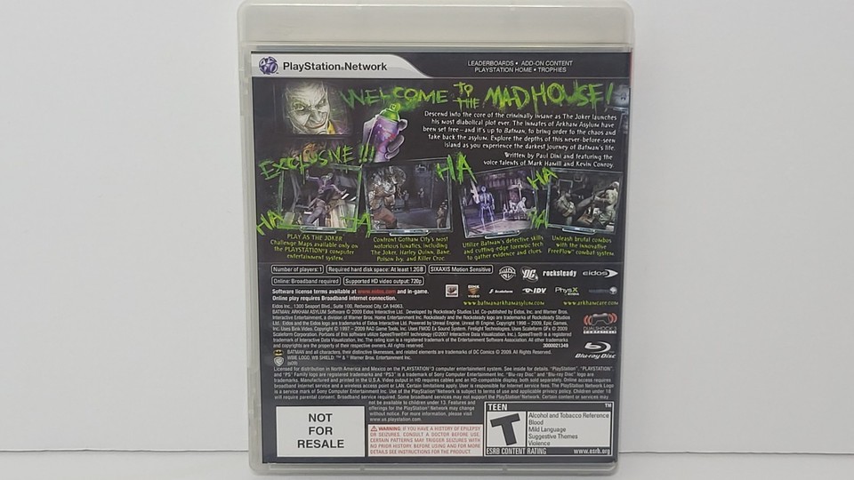 Batman: Arkham Asylum (Sony PlayStation 3, 2009) - Complete in Box ...