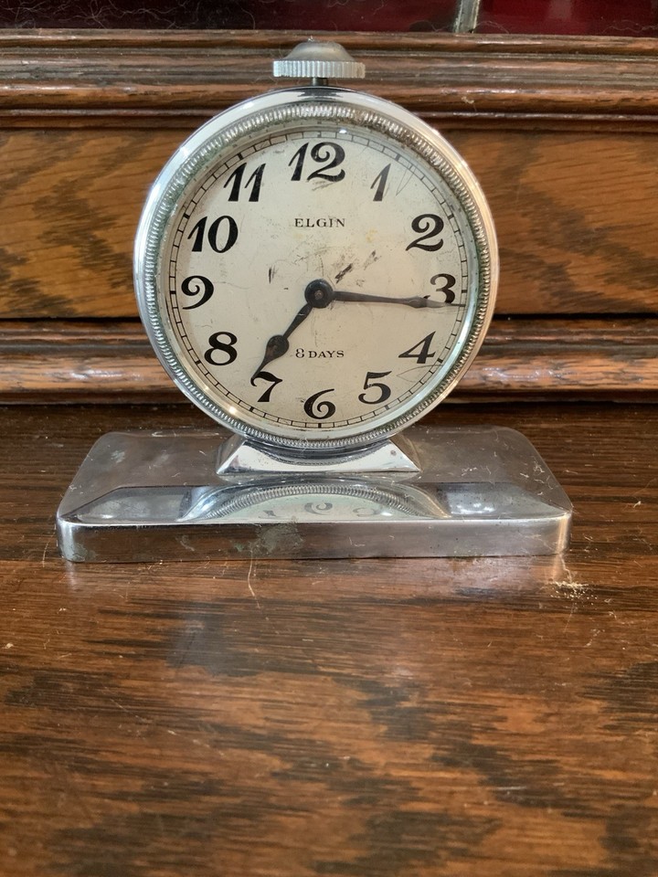 Rare Vintage Elgin Desk Clock - 8 Day- Pocket Watch Design | eBay