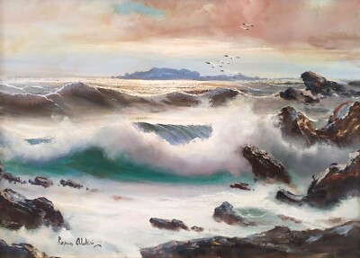 Original Realistic Sea-Seascape at Sunset-Waves on the Rocks Oil ...