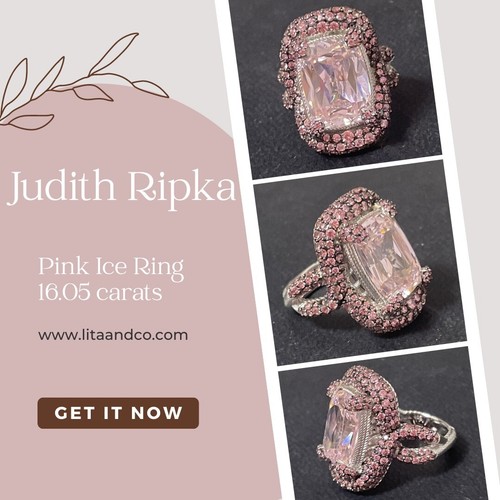 Judith Ripka 925 Sterling Silver 16.05 Carat Pink Emerald Cut Ring. | eBay