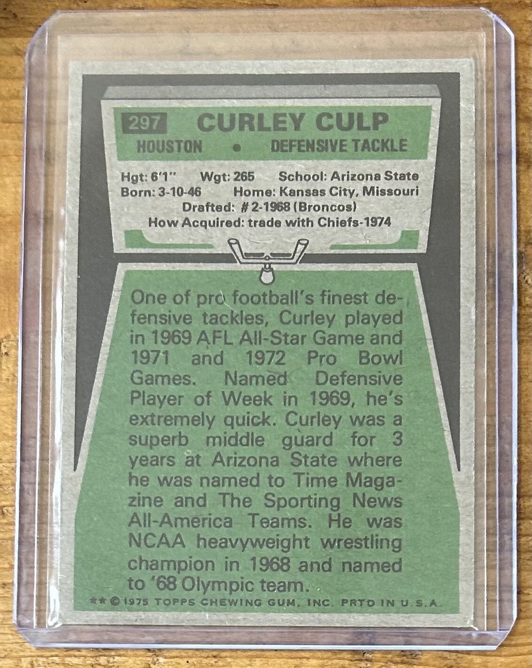Curley Culp Topps 1975 Houston Oilers Defensive Tackle #297 | eBay