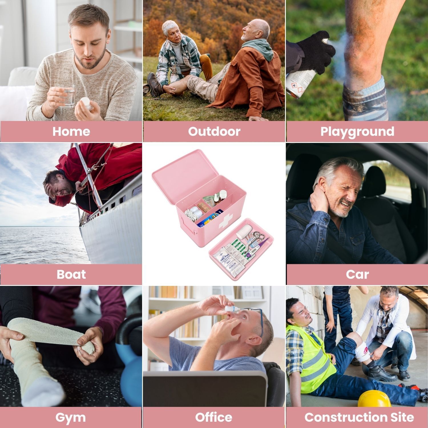 Metal First Aid Empty Box, Medicine Storage Organizer with Removable ...