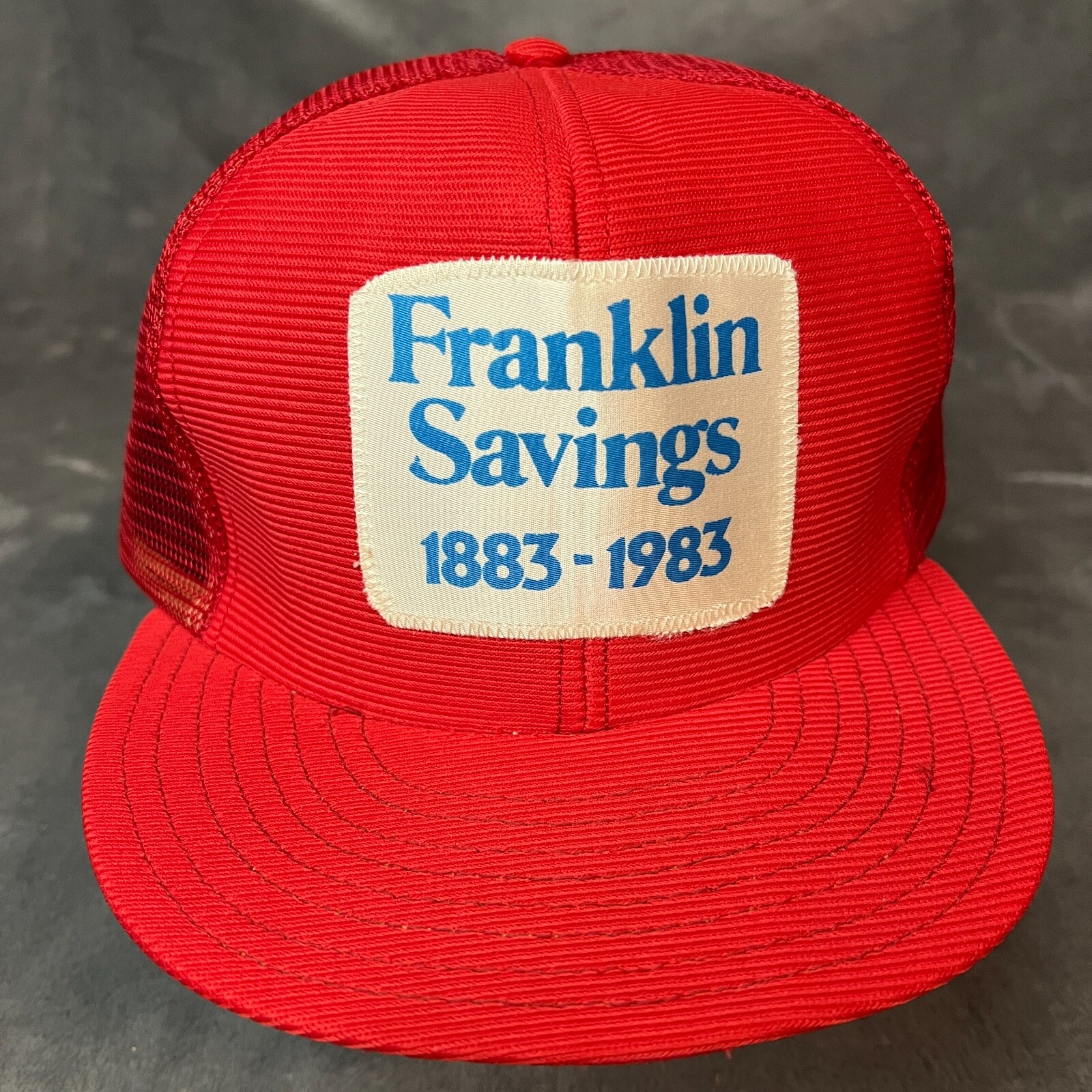 VINTAGE Franklin Savings Bank Hat Cap Adult Red Snap … - Gem