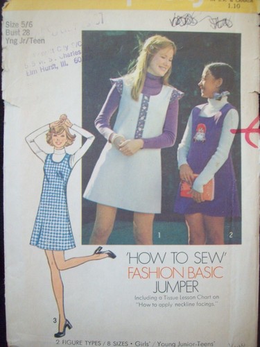 Vintage HOW TO SEW Simplicity Pattern 6566 Jumper Young Jr./Teen Size 5 ...