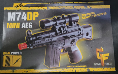 Game Face M74DP Mini AEG Black Airsoft Gun 6mm Gravity Round Hopper ...