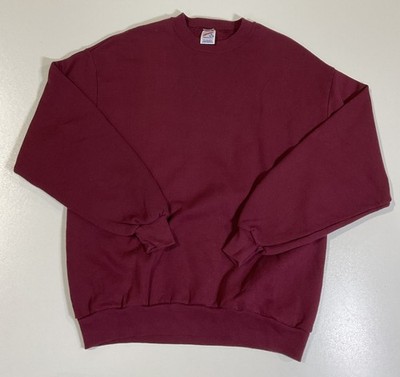 Vintage Jerzees Blank Sweatshirt Sz L Crewneck Made In USA Maroon 90s ...