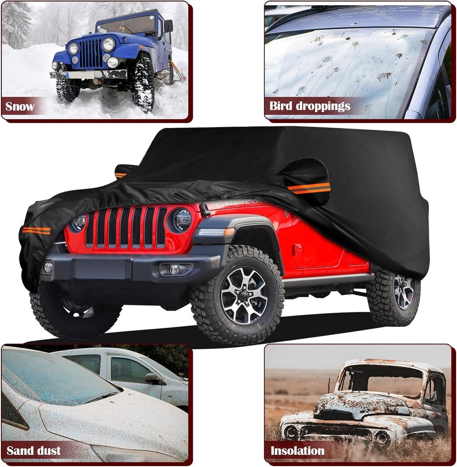Full Car Cover Waterproof All Weather for Jeep Wrangler JK JL 4 Door ...