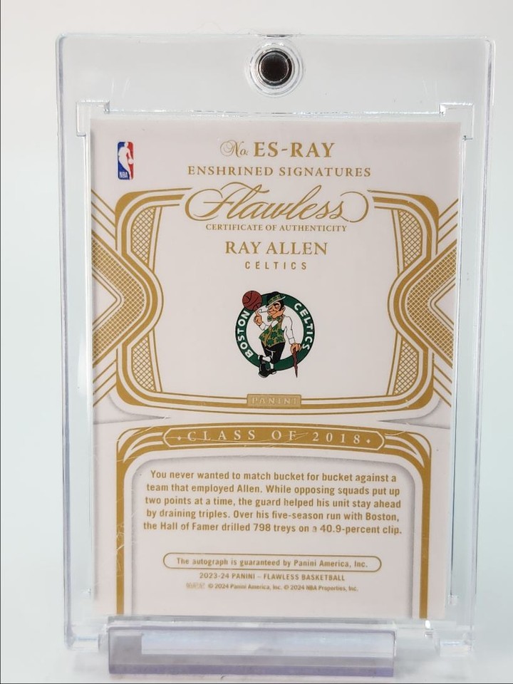 RAY ALLEN 2023-24 FLAWLESS CLASS OF 2018 ENSHRINED SAPPHIRE AUTO 1/8 ...