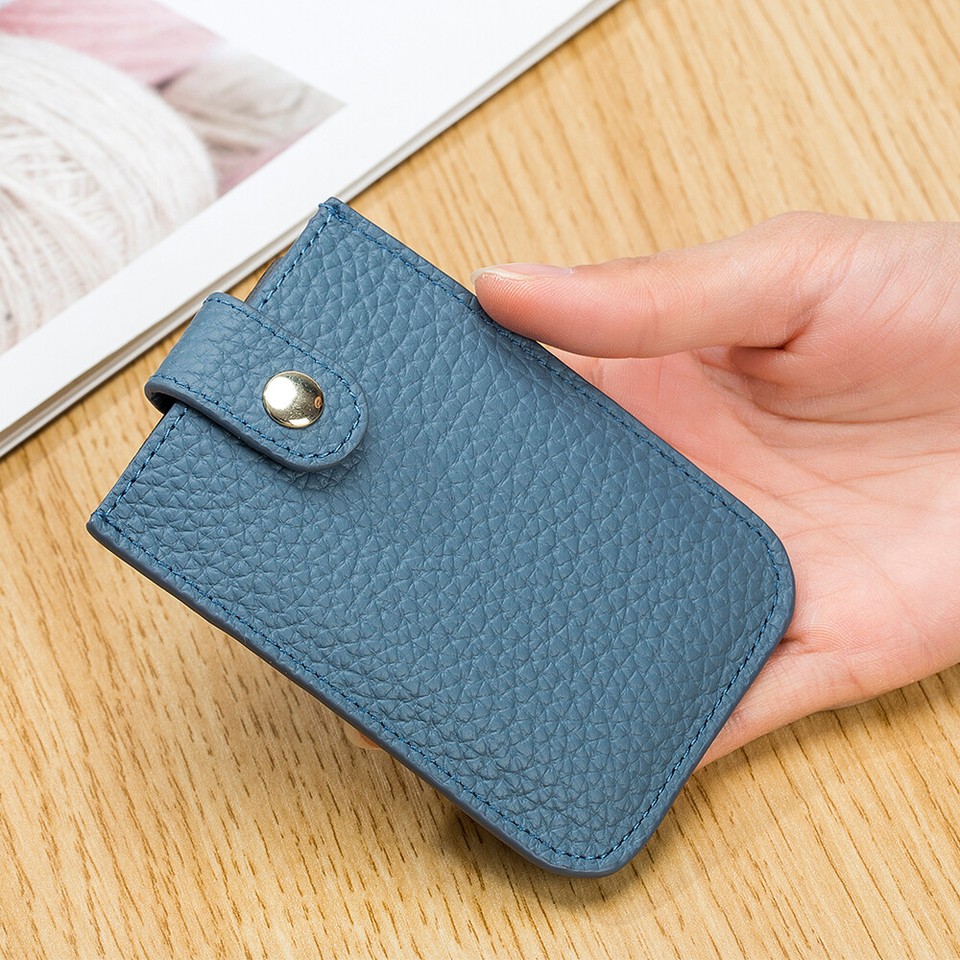 Credit Card Holder Wallet with Pull Tabs Slim Leather RFID Blocking ...