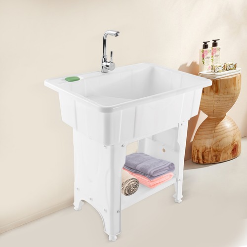Freestanding Plastic Laundry Sink Kitchen Wash Bowl Basin W/ Faucet ...