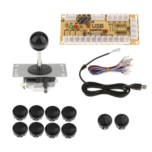 Arcade Zero Delay USB Encoder Board + PC Joystick 5 Pin+10 Push Buttons ...