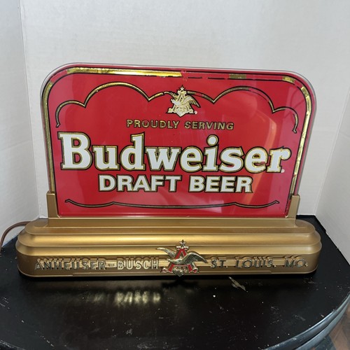 Antique light up Budweiser Draft Beer Sign on stand St Louis Anheuser ...