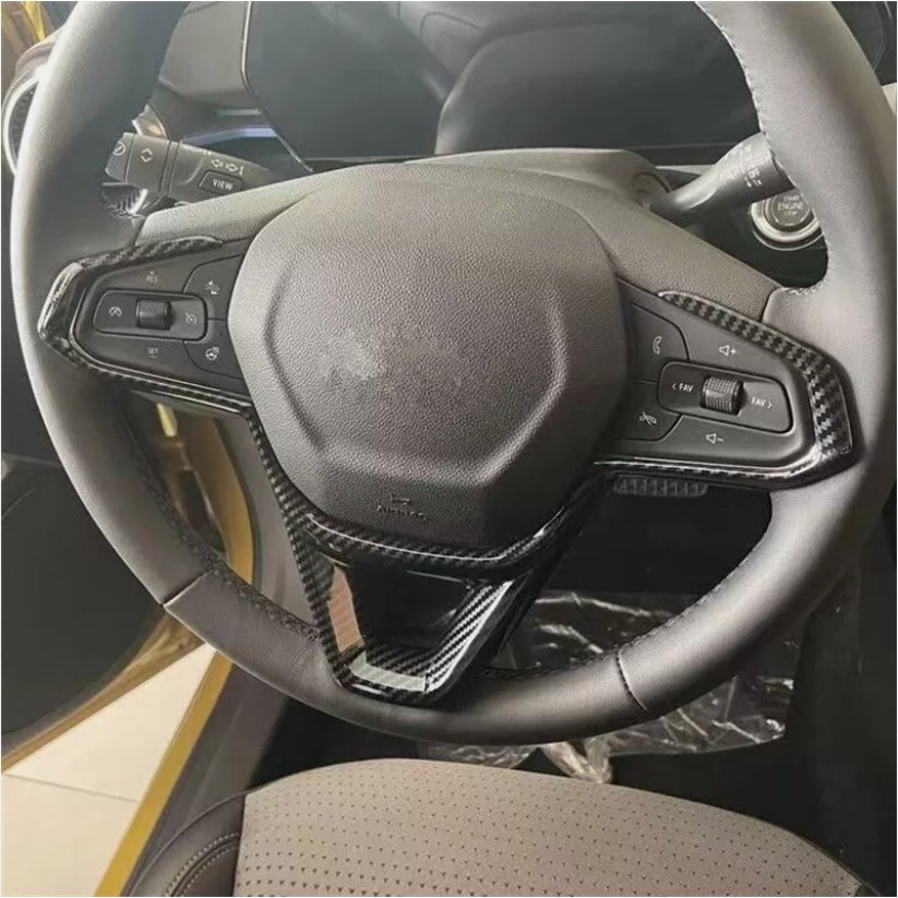 Carbon Fiber Steering Wheel Decor Frame Trim For Chevrolet Trax 2024 ...