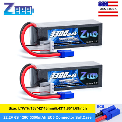 2x Zeee 22.2V 120C 3300mAh 6S Lipo Battery EC5 for RC Car Truck Tank Drone Heli | eBay
