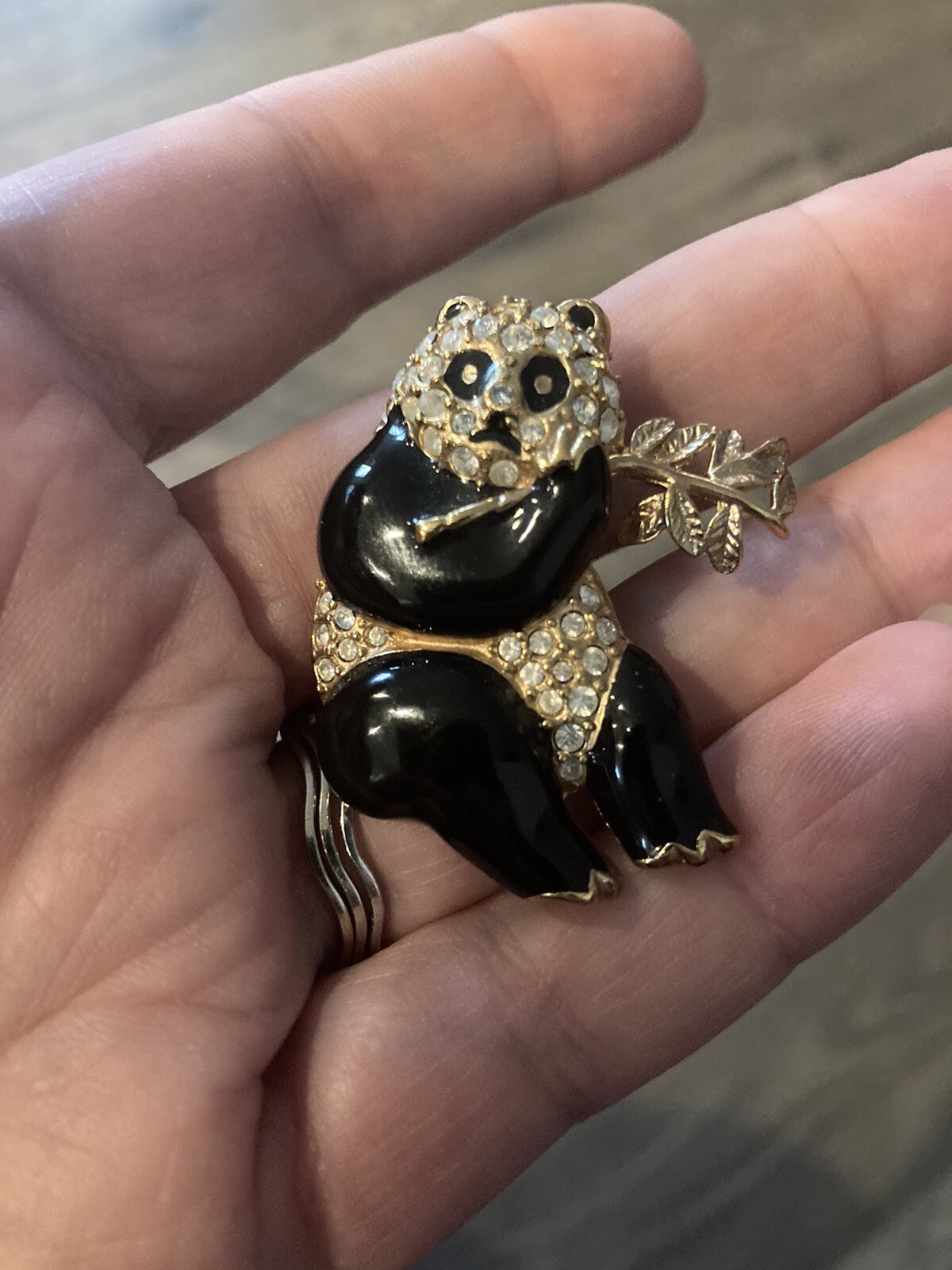 Krementz Vintage Estate Brooch Panda Bear SIGNED - Gem