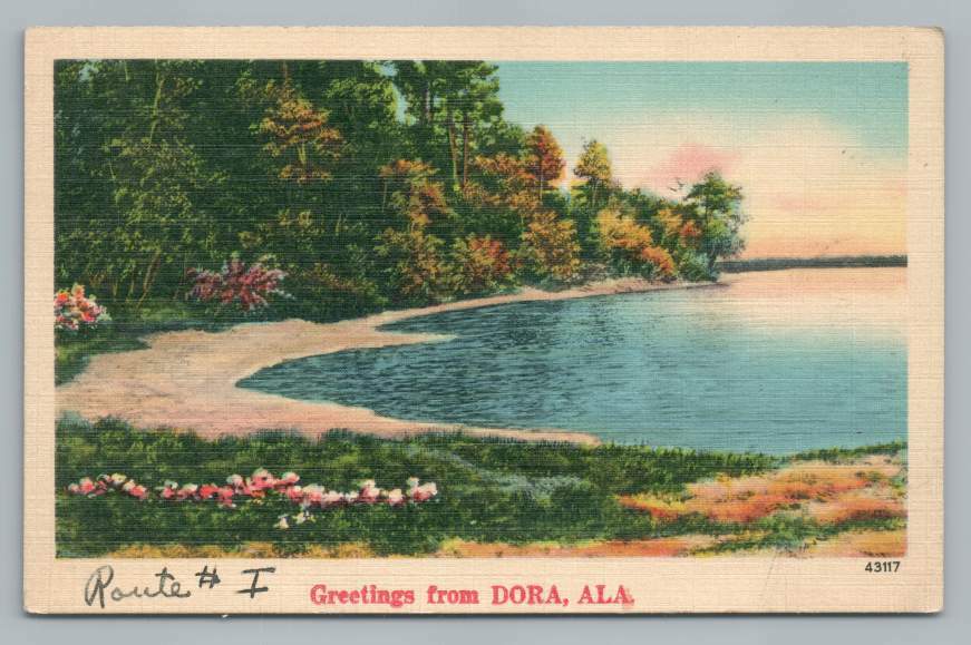 Greetings from DORA Alabama ~ Vintage Generic Linen Postcard Walker ...
