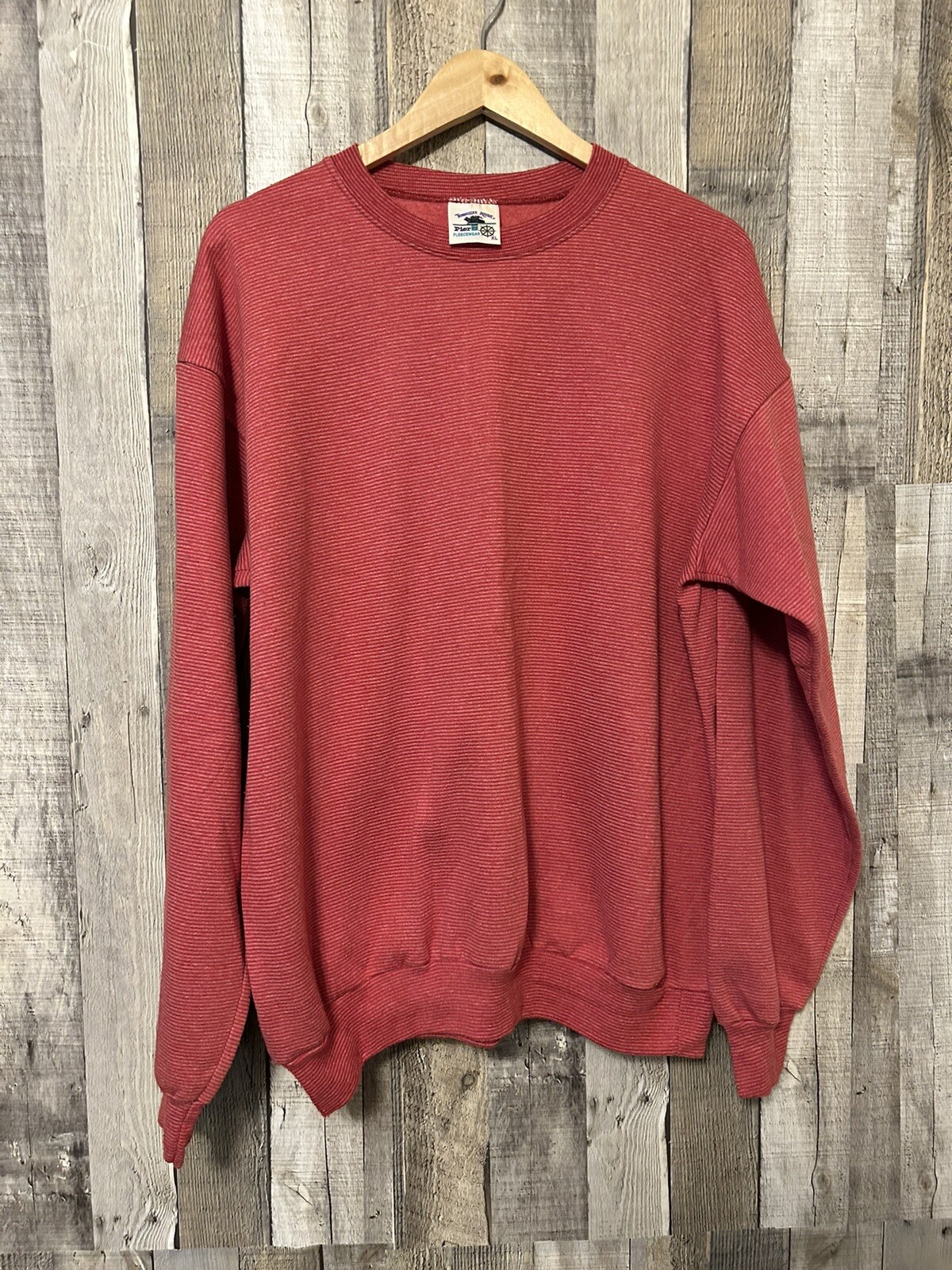 Vintage 1990’s Red White Striped Blank Sweatshirt Men… - Gem