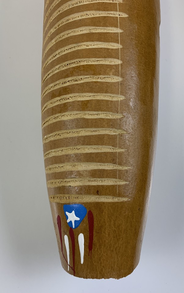 Salsa Guiro With Playing Stick. Painted Natural Color With Puerto Rico ...