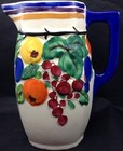 Czechoslovakia Bern .75 lt Pottery Creamer Pitcher Vtg White Blue Fruit ...