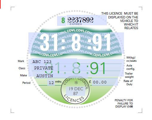 VINTAGE REPRODUCTION TAX DISK 1990s To 2000s BESPOKE X2 FREE POST SAME ...