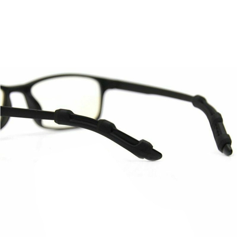 1x PAIR BLACK SILICONE ANTI-SLIP EAR HOOKS FOR GLASSES ARM SPECTACLES ...