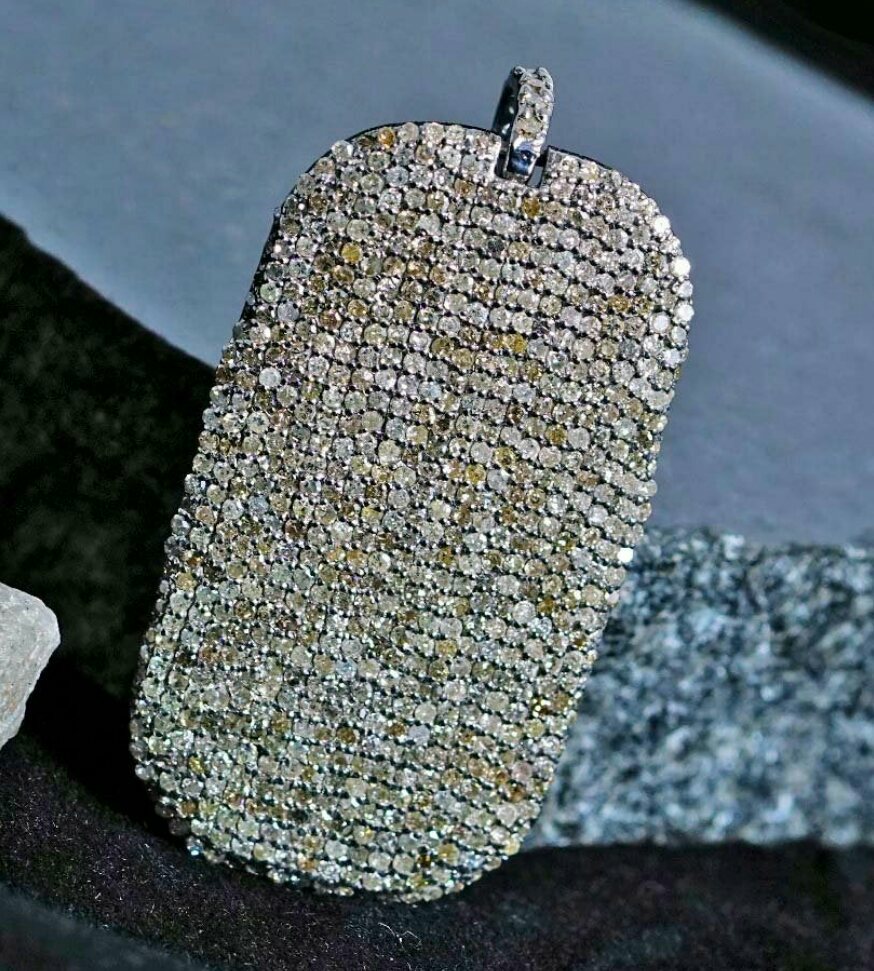 Diamond Dog Tag Pendant 925 Silver diamond Jewelry Unisex BFF Necklace ...