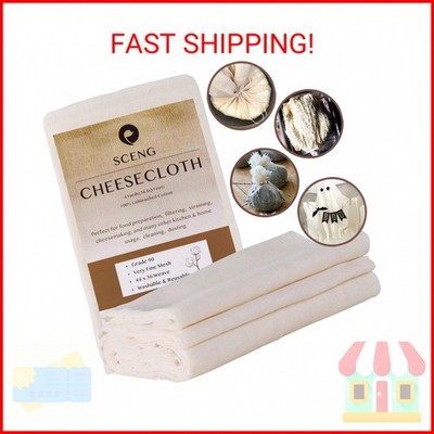 Cheesecloth, Grade 90, 36 Sq Feet, Reusable, 100% Unbleached Cotton ...
