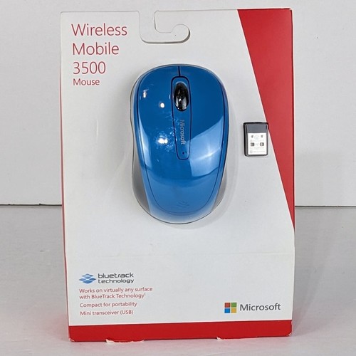 Microsoft Wireless Mobile 3500 Mouse Cyan Blue (Model 1571, 1496) NEW ...