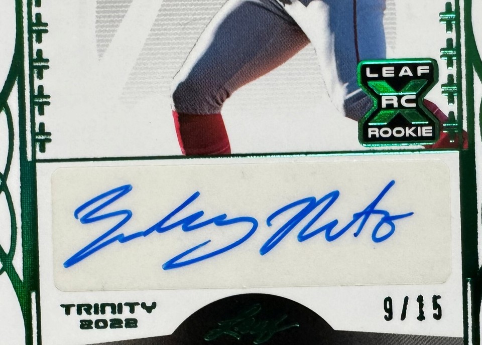 2022 Leaf Trinity Zach Neto XRC Green Rookie Auto Los Angeles Angels 9/ ...
