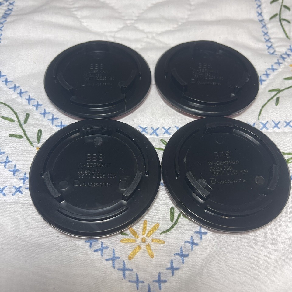 Set Of 4 BBS Red & 3-D Silver 70mm Center Caps Logos 09.24.030 Emblem ...