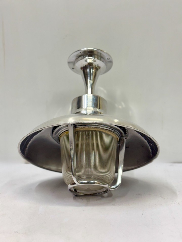 Indoor Style Restored GDR Ships Aluminum EOW Post Mount Lamp with Shade ...