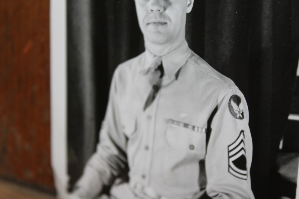 Vintage Photo 1940's WWII Tech Sergeant US Army Air Corp at Desk | eBay