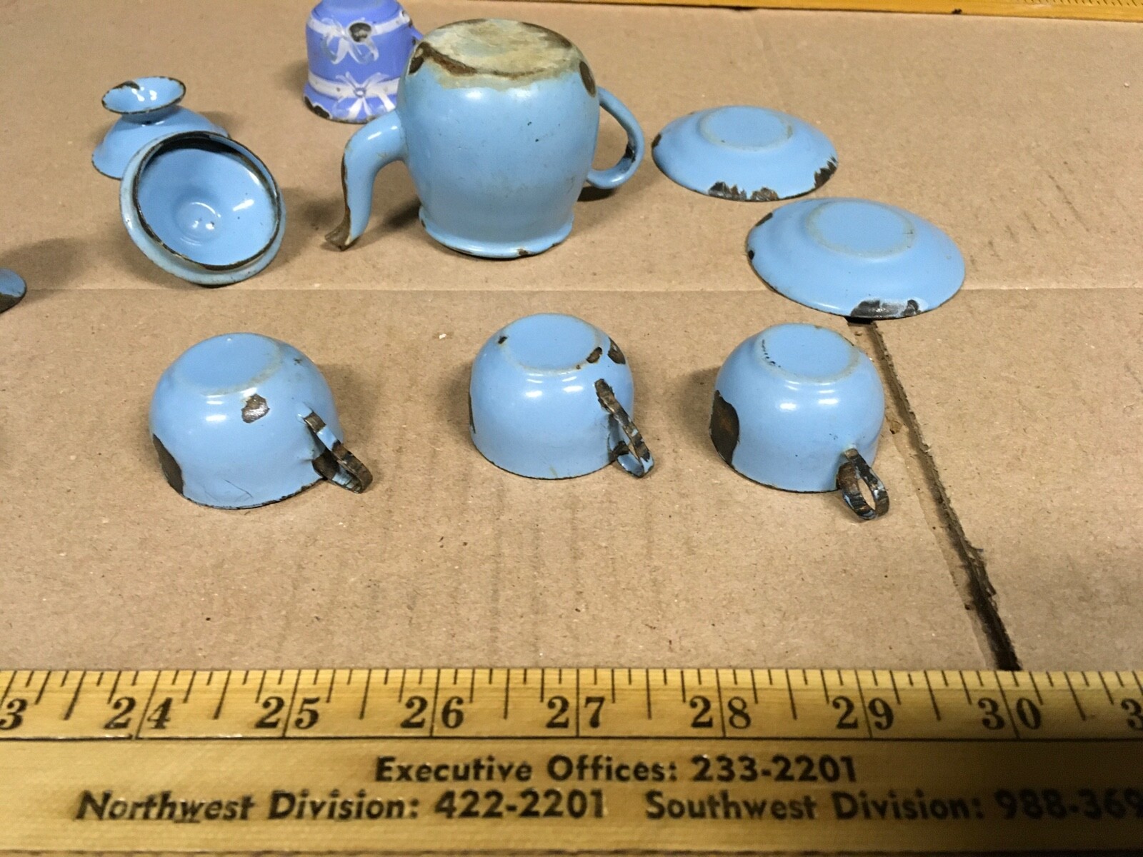 10 Piece Vintage French Blue Enamelware Child's Tea Set + extra one | eBay