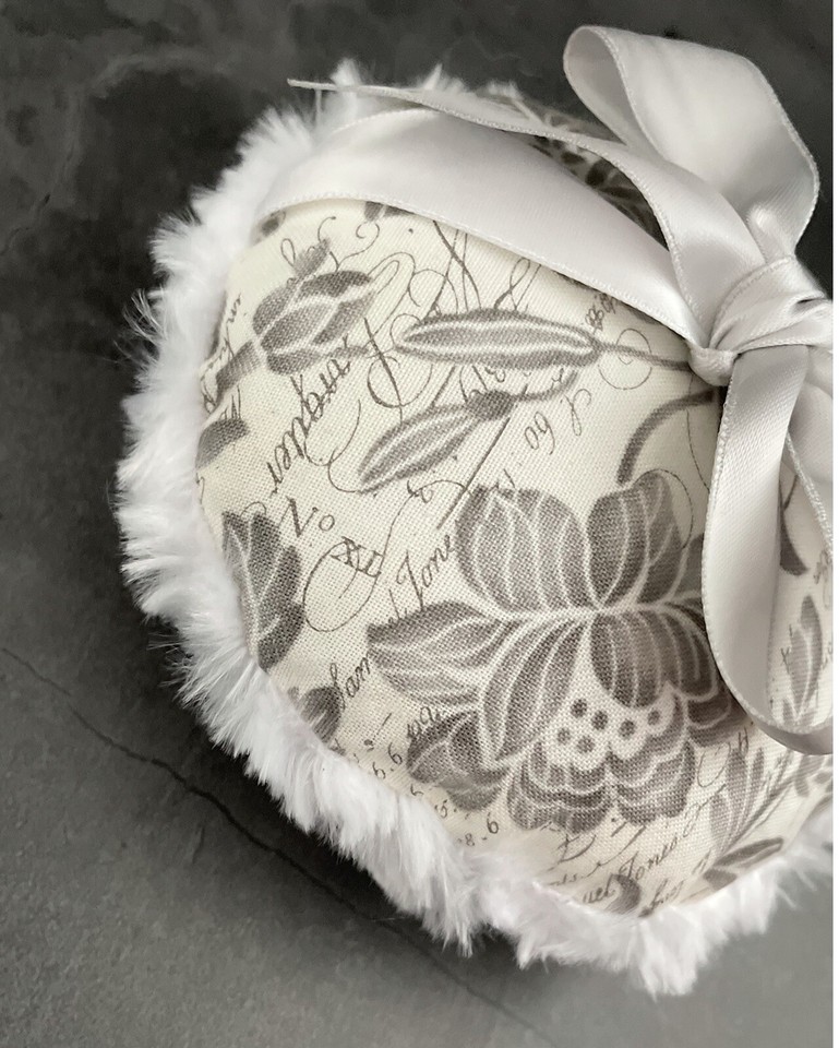 Body Powder Talcum Applicator PUFF Large 5” Silver Gray Floral - Made ...