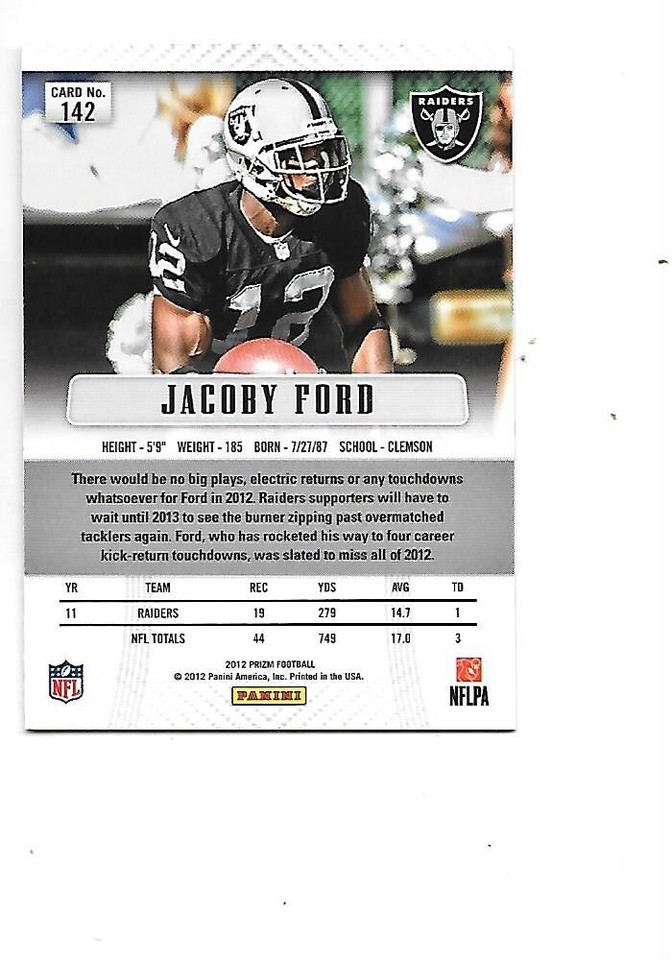 Jacoby Ford 2012 Panini Prizm Football Card #142 Oakland Raiders | eBay