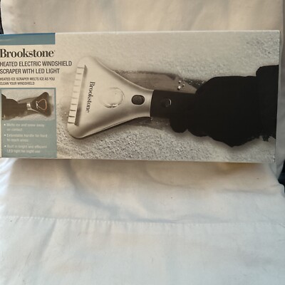 Brookstone Heated Electric Windshield Scraper with LED Light - Snow Ice ...