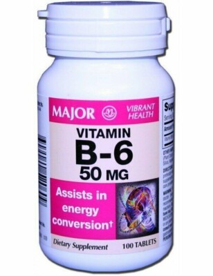 VIT B6 50MG TABLET 100CT MAJOR pyridoxine HCl (vitamin B6) ORAL | eBay