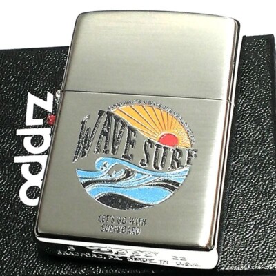 Zippo Oil Lighter Surfing Sunrise Silver Brass Regular Case Japan | eBay