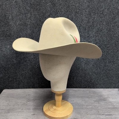 Stetson Silverbelly 4X Beaver Cowboy Hat Sz 7 1/8 Felt Pinched Feather ...