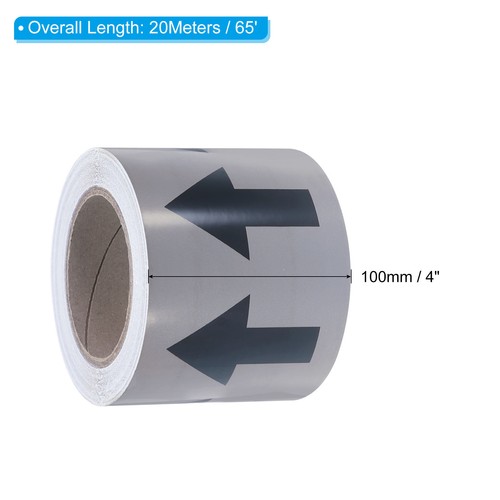 Adhesive Pipe Directional Flow Arrow Tape 4"x65, Black on Gray | eBay