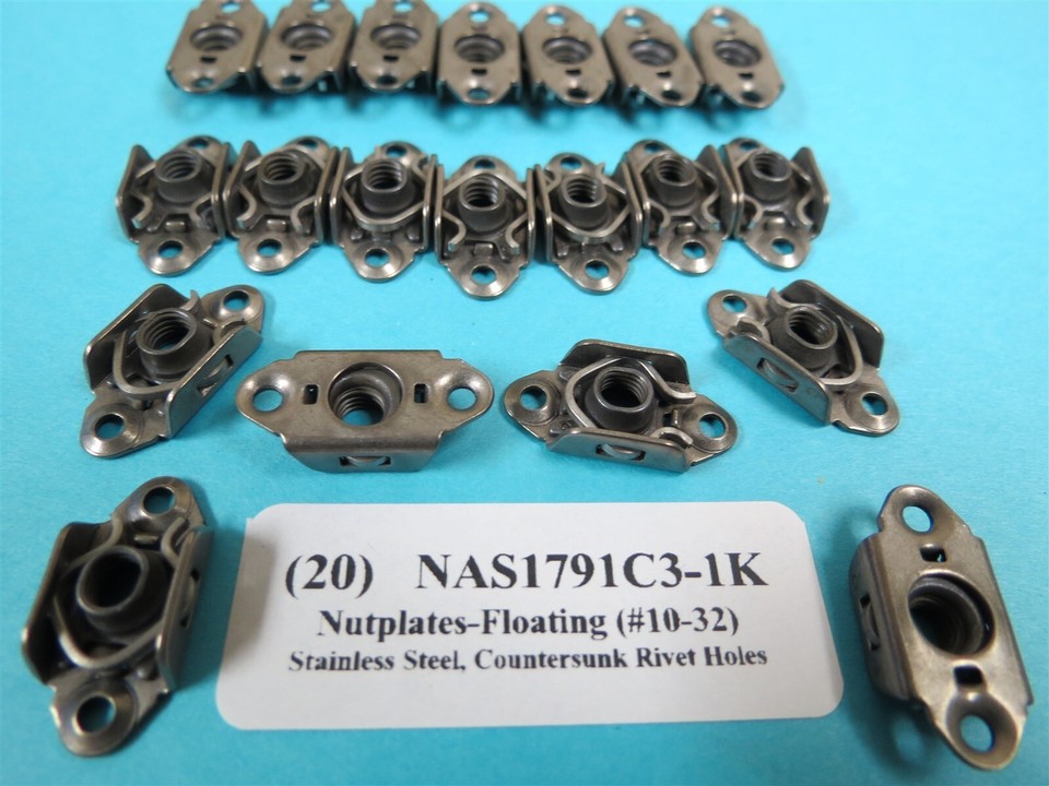 #10-32 Nutplate C/Sunk Rivet Holes 2-Lug Floating NAS1791C3-1K ...