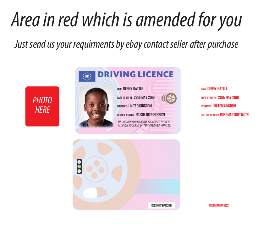 Kid's Personalised Driving Licence - Novelty Ride-On, Toy Car, Bike ...